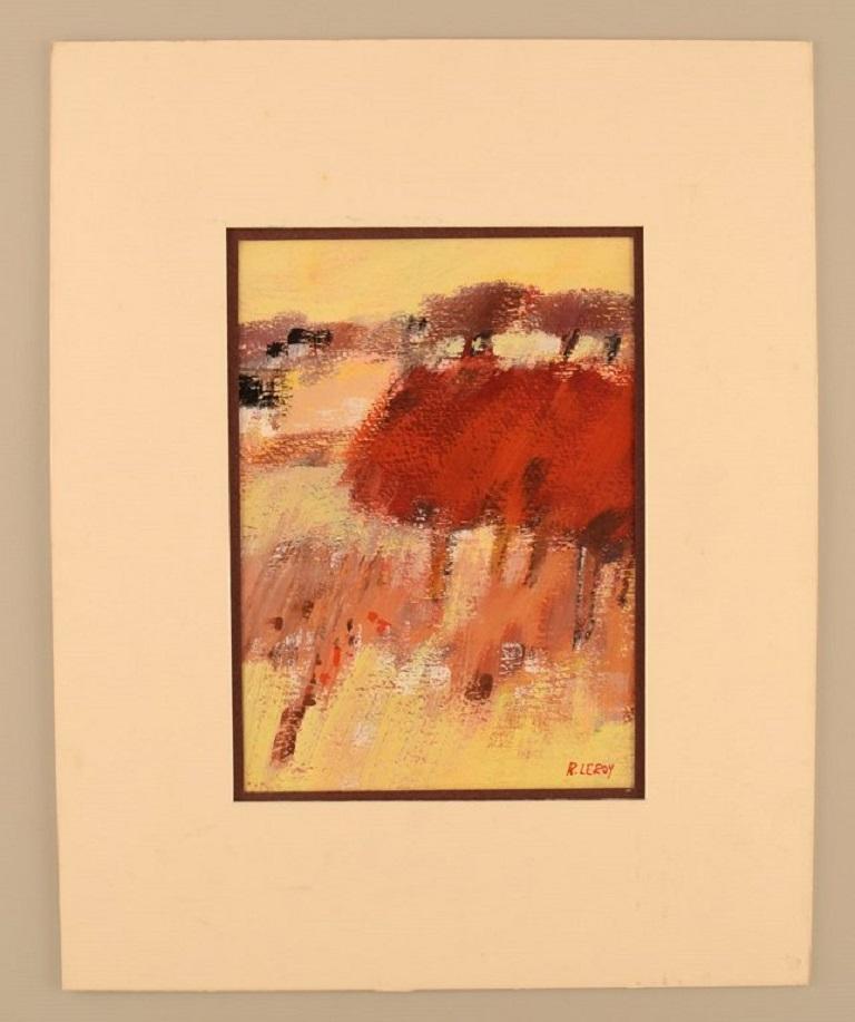 René Leroy, French Artist, Pastel on Paper, "Red Countryside" For Sale ...