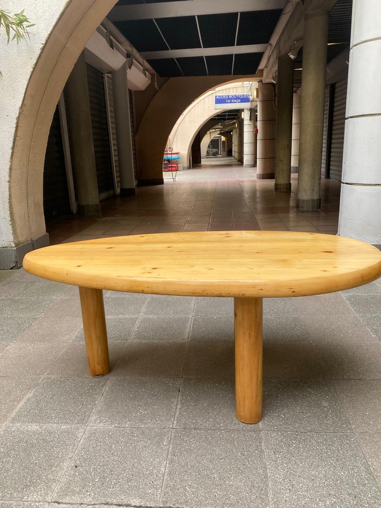 Rene Martin for Charlotte Perriand Table / Pedestal Table Solid Pine ...