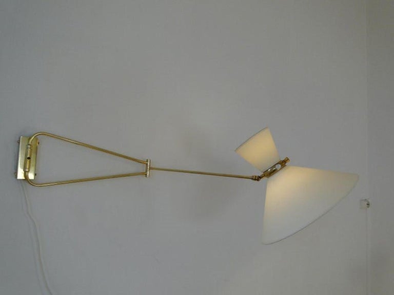 Rene Mathieu Large Vintage Brass Double Arms Adjustable Diabolo Wall ...