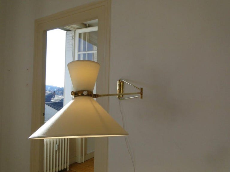 Rene Mathieu Large Vintage Brass Double Arms Adjustable Diabolo Wall ...
