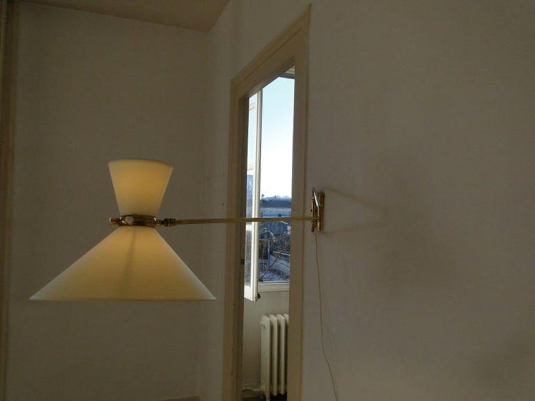 Rene Mathieu Large Vintage Brass Double Arms Adjustable Diabolo Wall ...