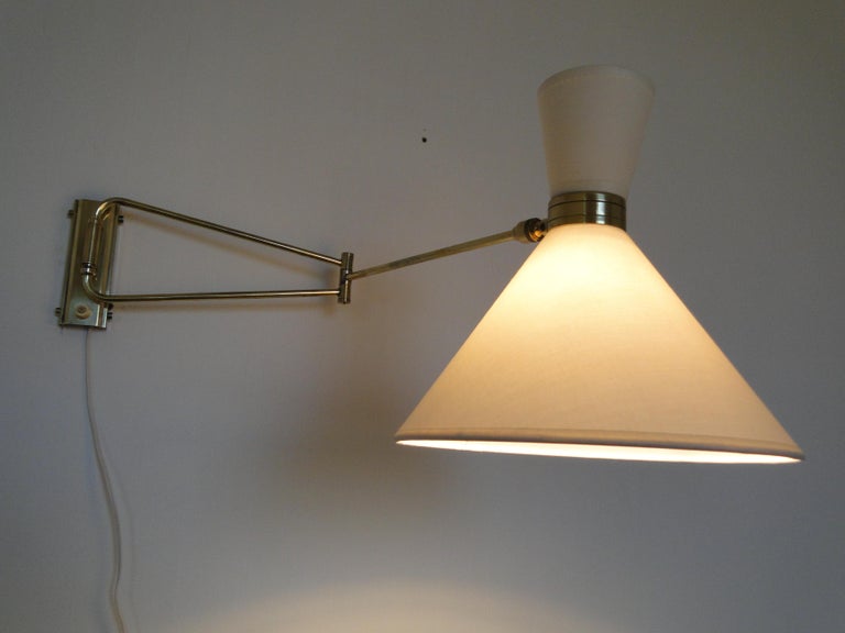 Rene Mathieu Vintage Double Arms Adjustable Diabolo Wall Lamp France ...