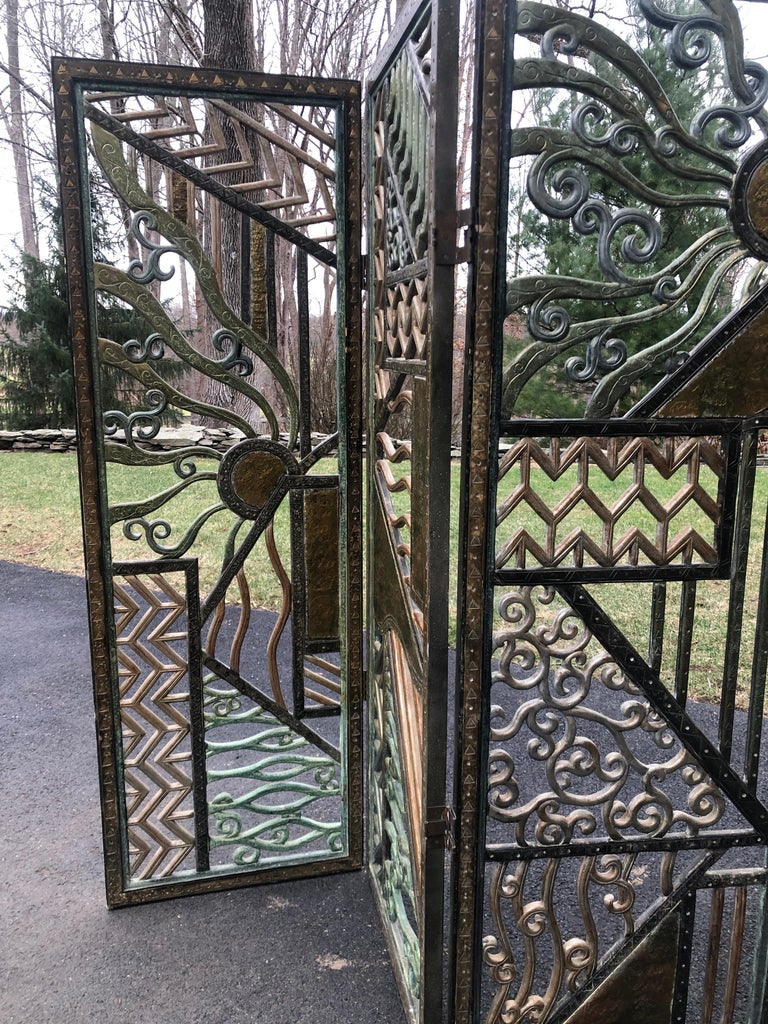 Rene Paul Chambellan Style Art Deco Screen Mixed Metal at 1stDibs