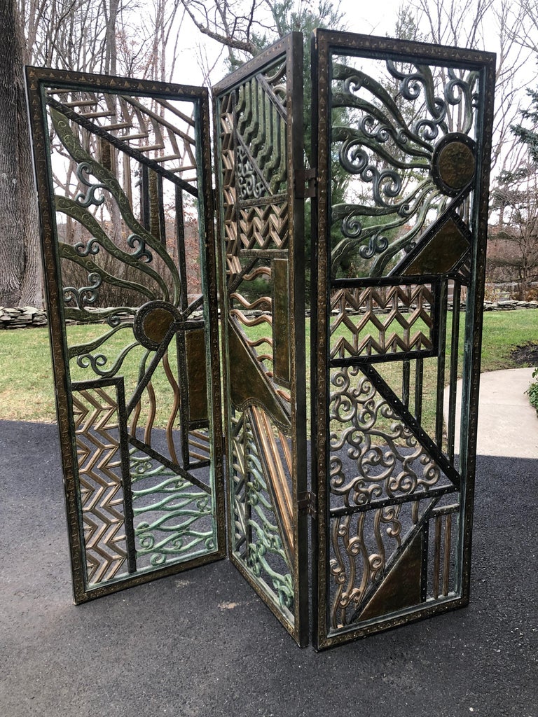 Rene Paul Chambellan Style Art Deco Screen Mixed Metal at 1stDibs