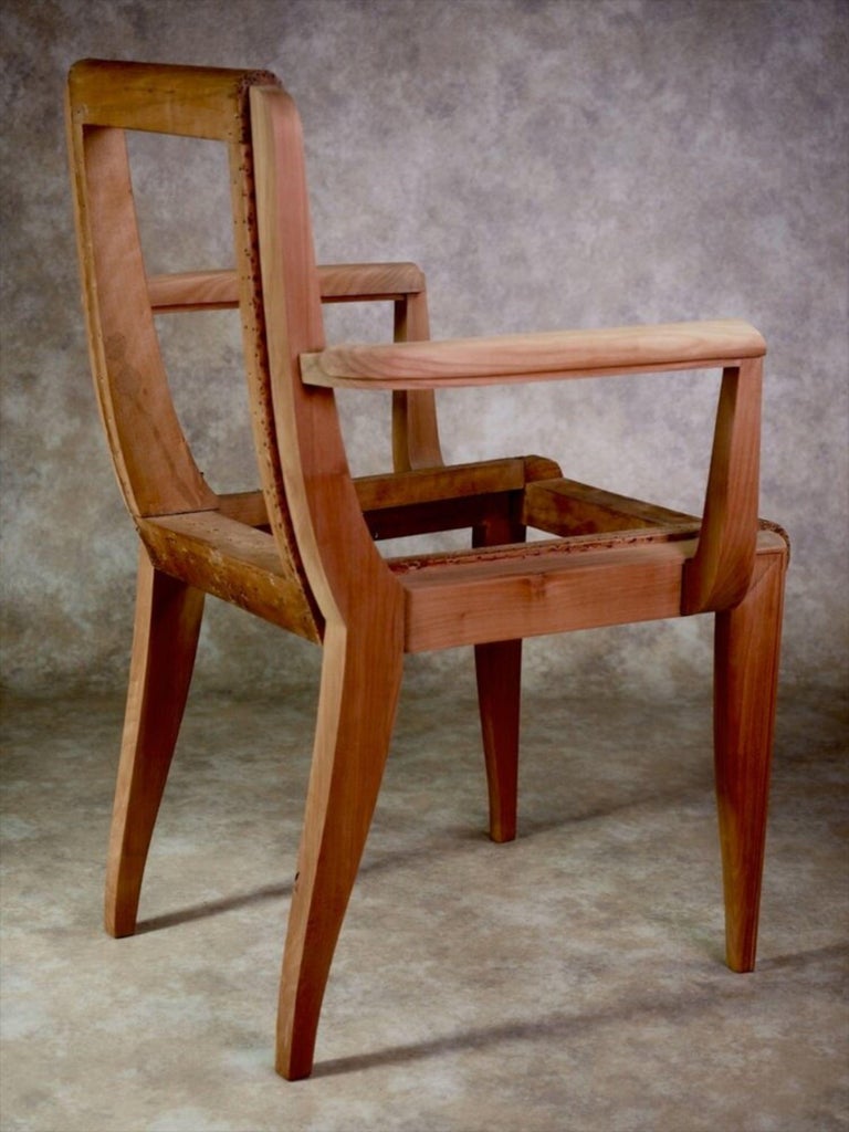 Rene Prou Armchairs in Walnut, 2 Pairs For Sale at 1stDibs