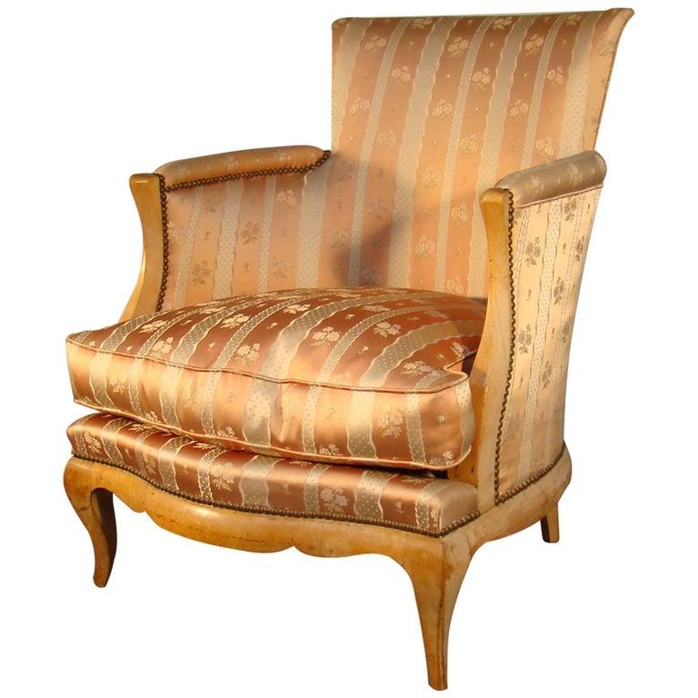 René Prou, Art Deco Sycamore Veneer Bergere Chair, circa 1930 For Sale ...