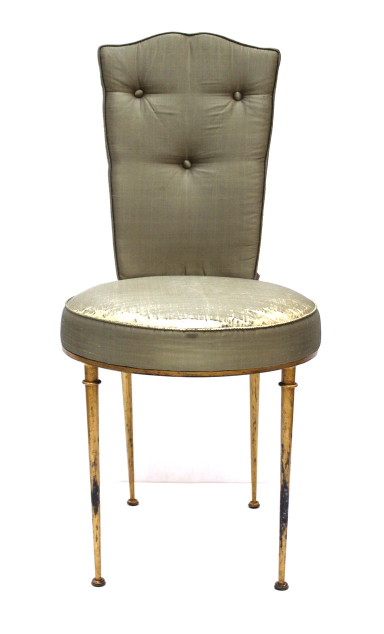 Rene Prou French Mid-Century Modern Side Chair or Vanity Chair in Gilt ...