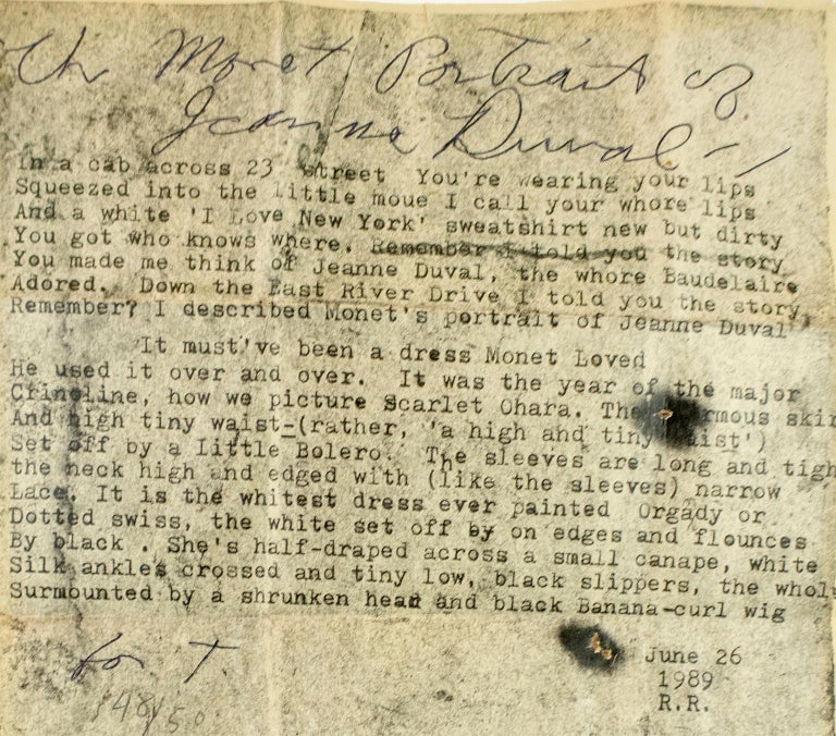 Rene Ricard - Monet Portrait of Jeanne Duval: Ricard drawing vintage ...