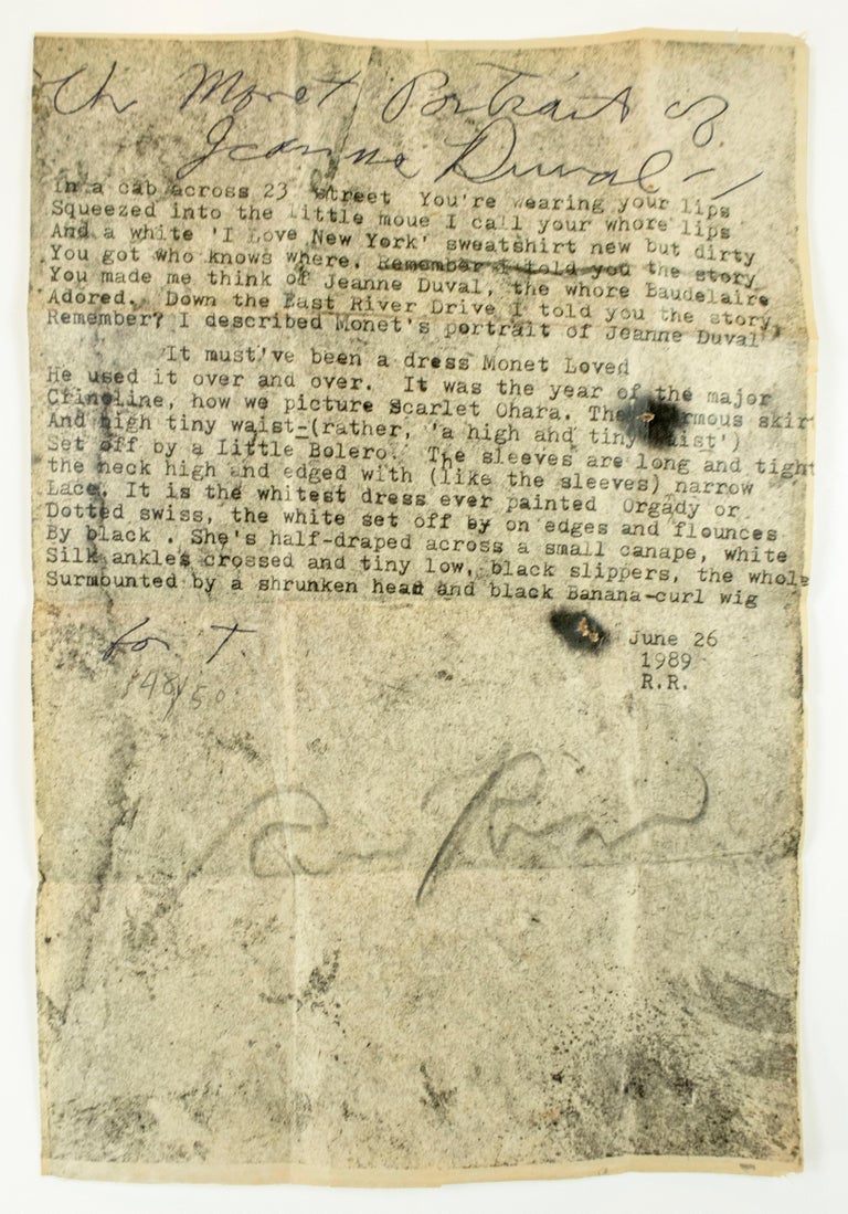 Rene Ricard - Monet Portrait of Jeanne Duval: drawing with vintage ...