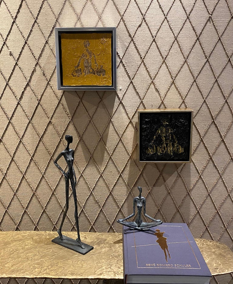 René Romero Schuler - Feel Buddha figurative oil painting with gold ...