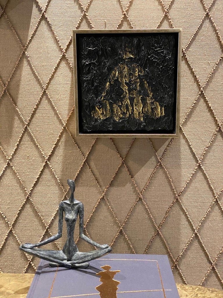 René Romero Schuler - Feel Buddha figurative oil painting with gold ...