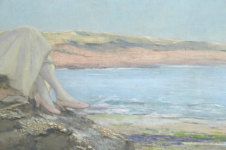 René Rousseau-Decelle - Resting on the Rocks - Impressionist Oil ...