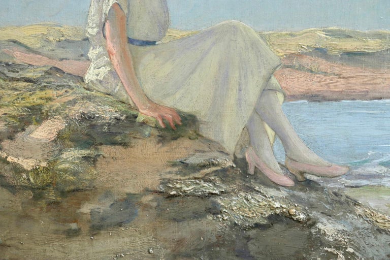 René Rousseau-Decelle - Resting on the Rocks - Impressionist Oil ...