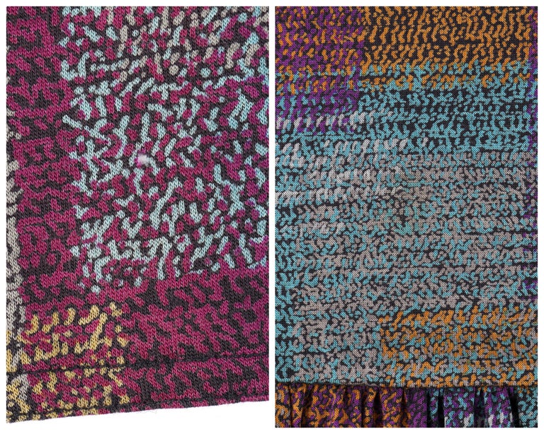 RENEE HELGA HOWIE c.1970s Color Paint Block Drop Waist Bishop Belted ...