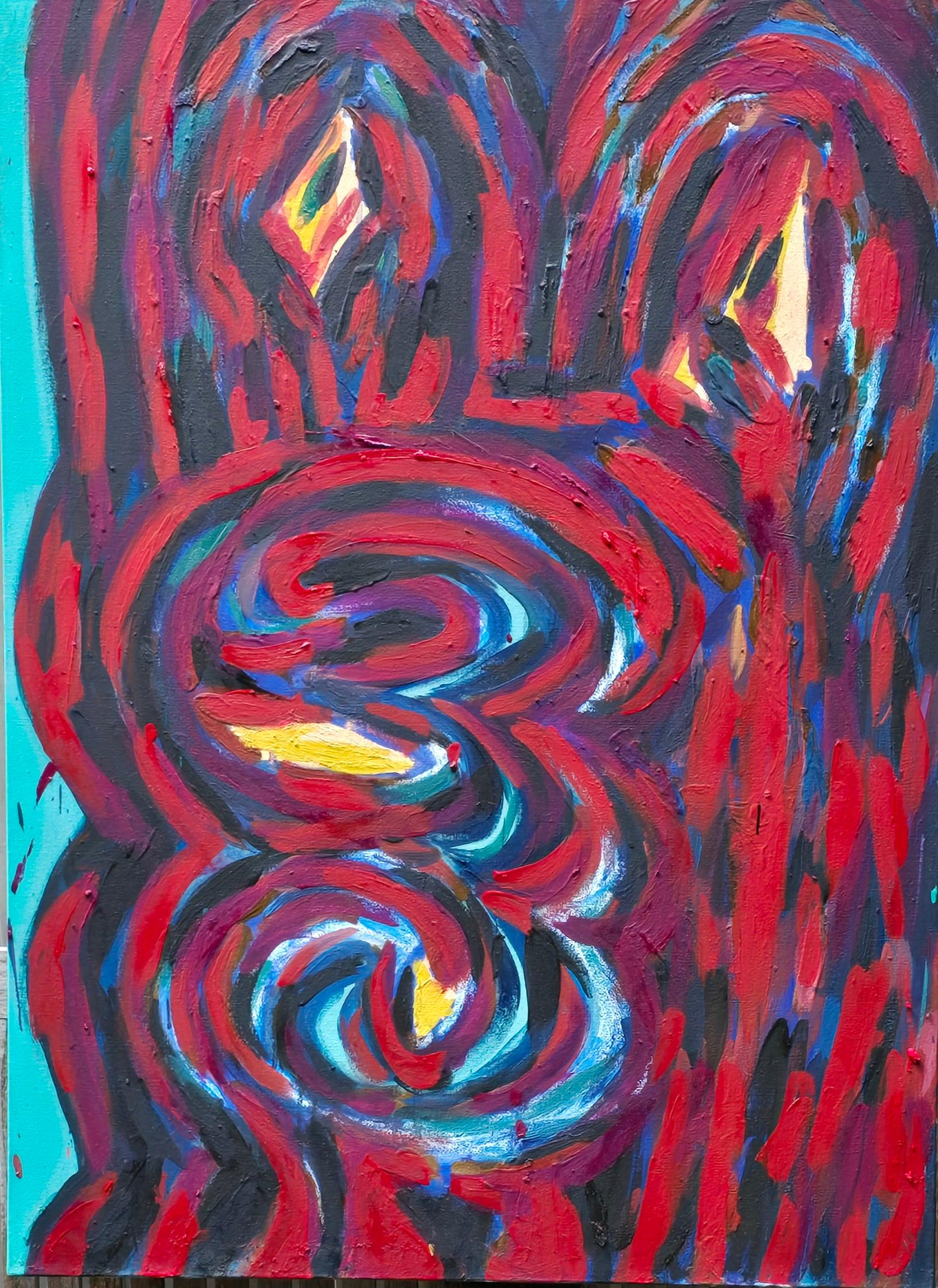 Renelio Marin - Hand Sign 5 contemporary abstract oil painting of a ...