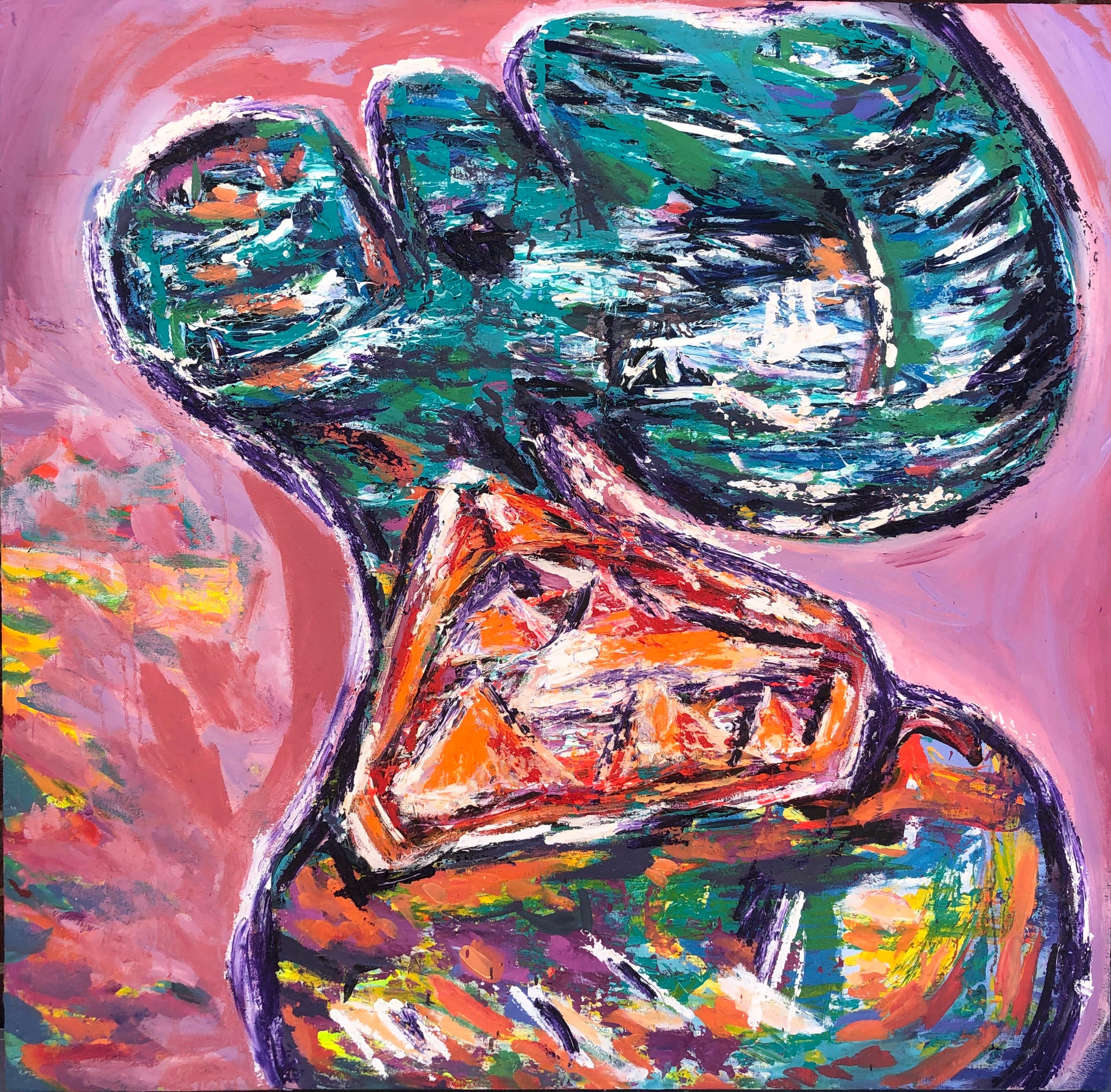 Renelio Marin - Supernova, abstract thick imposto vibrant colorful oil ...