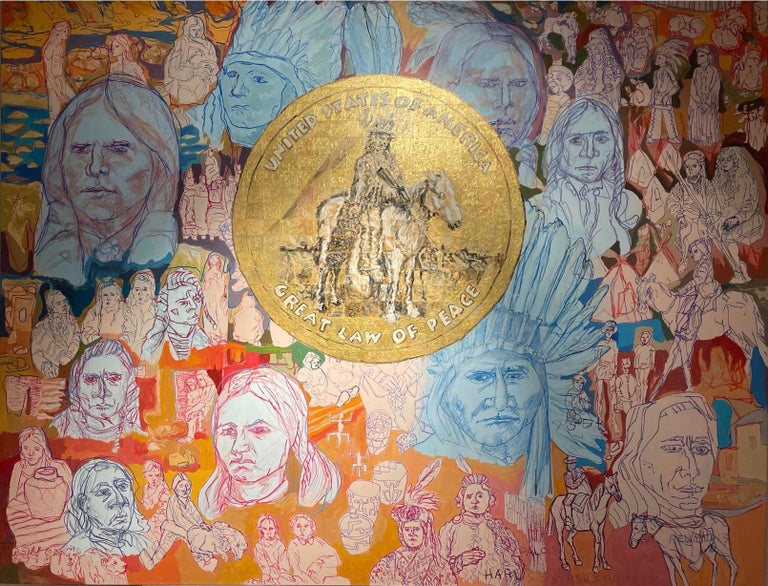 Renelio Marin - The Great Law Of Peace: Contemporary Abstract Large Oil ...