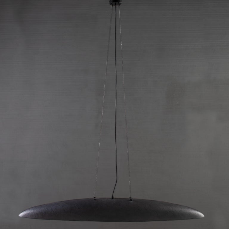 RENG, Marin, Hand Formed Ceramic, Elongated Black Oval Pendant For Sale ...