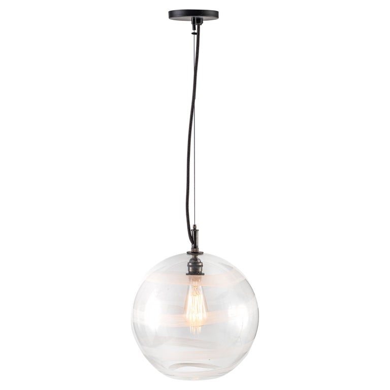 RENG, Orbita, Decorative Glass, Mouth Blown Etched Spiral Glass Globe ...