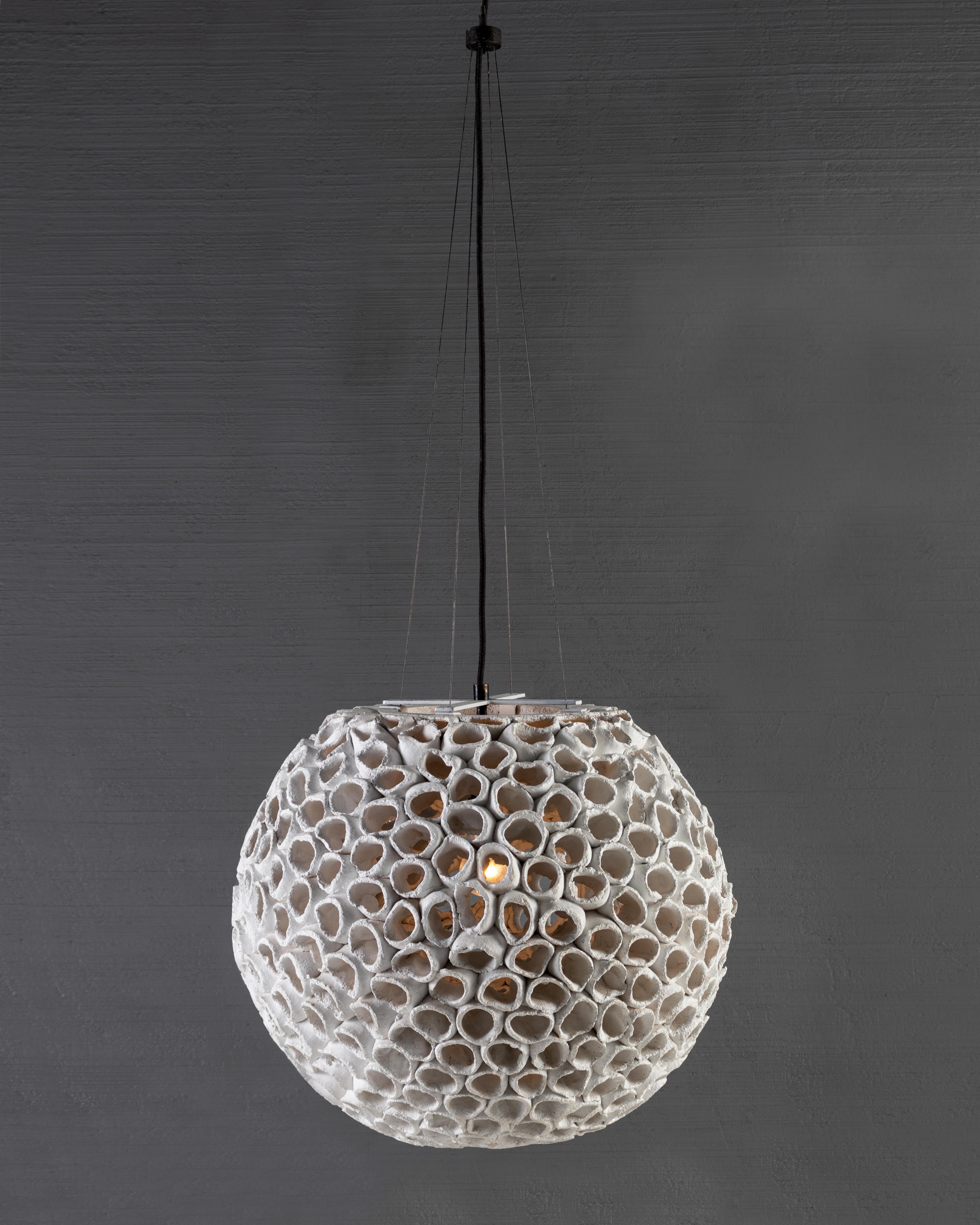 RENG, Reef, Hand Formed Ceramic, Terra Cotta Coral Polyps on Spherical ...