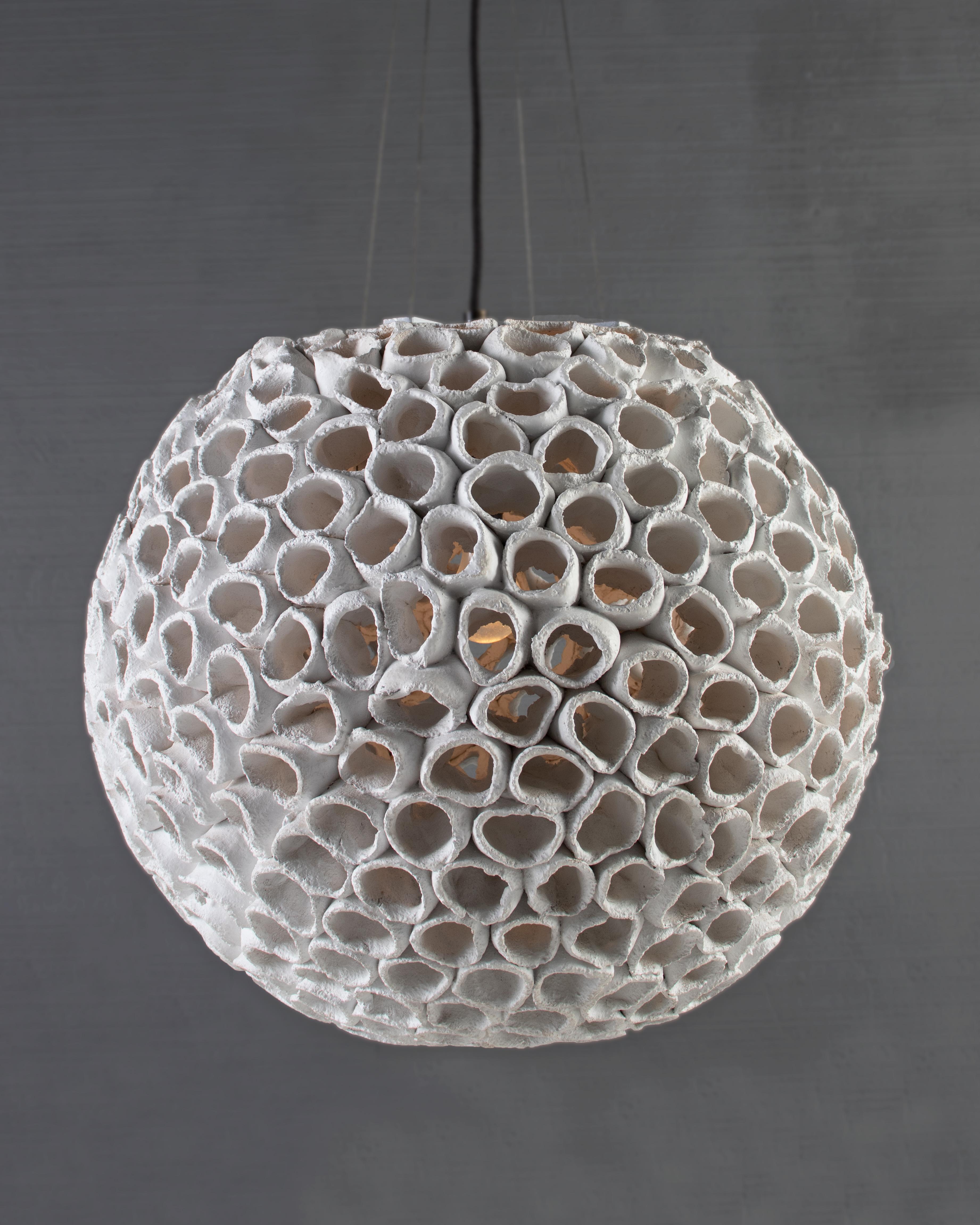 RENG, Reef, Hand Formed Ceramic, Terra Cotta Coral Polyps on Spherical ...