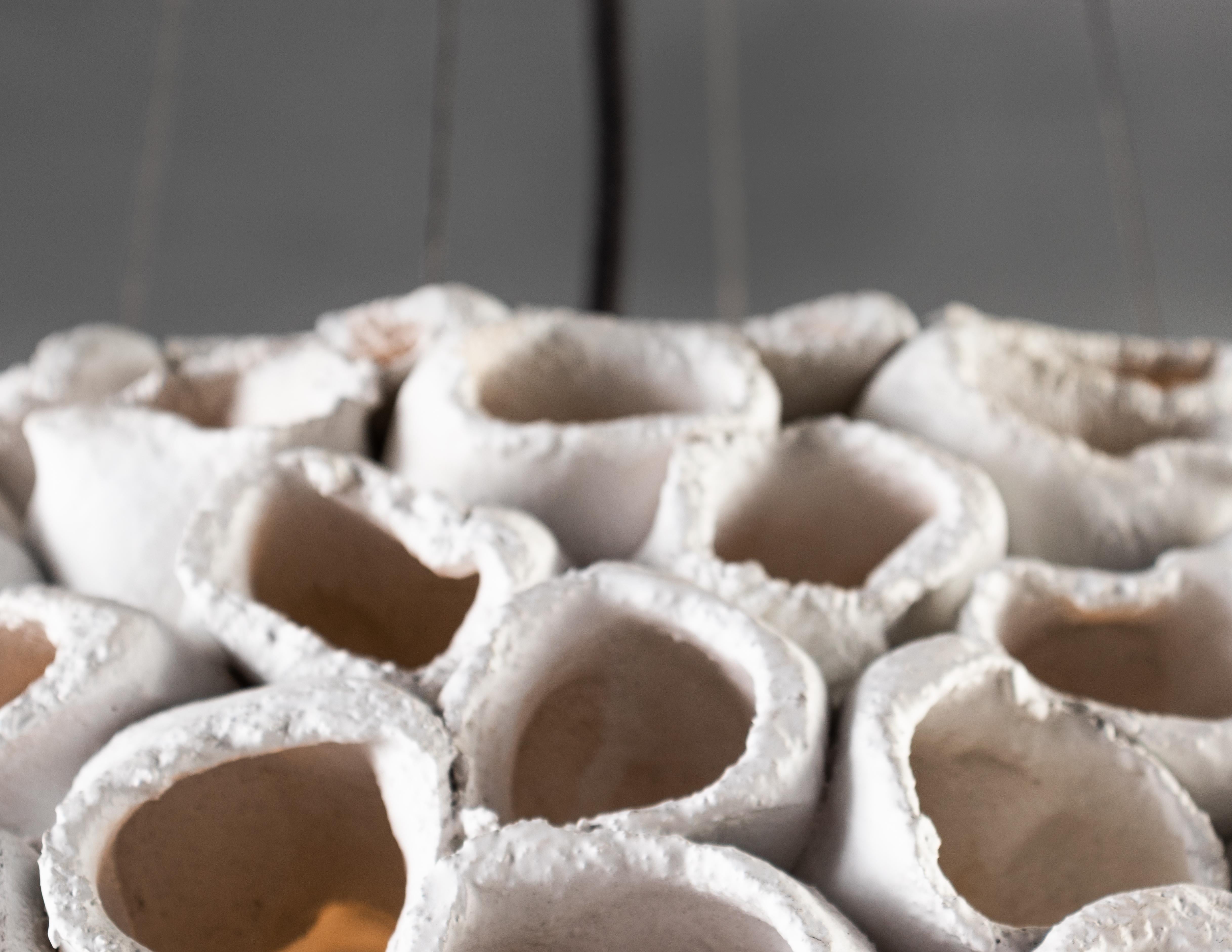 RENG, Reef, Hand Formed Ceramic, Terra Cotta Coral Polyps on Spherical ...