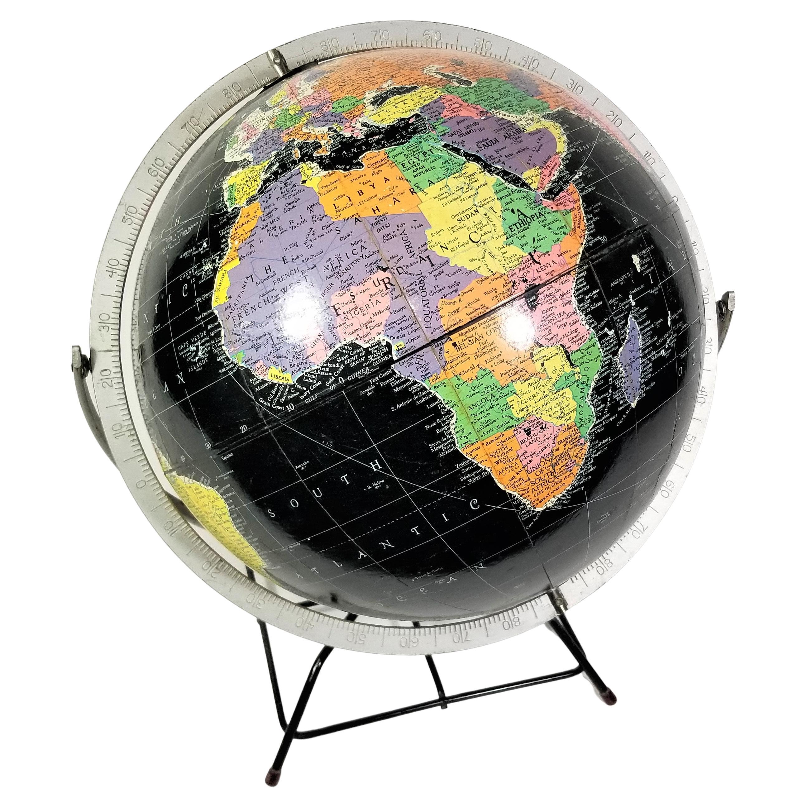 Replogle Desk Globe Midcentury Black with Chrome Base at 1stDibs