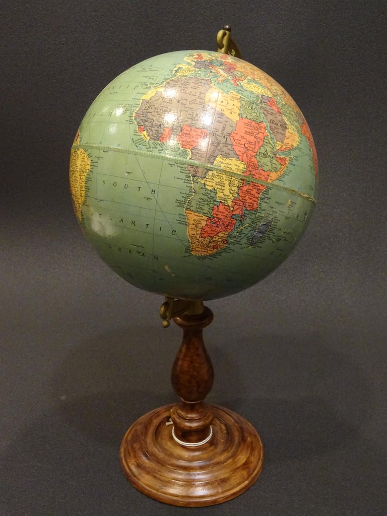 Replogle Globes Chicago 1950s Papiermache, Wood and Metal World Globe ...