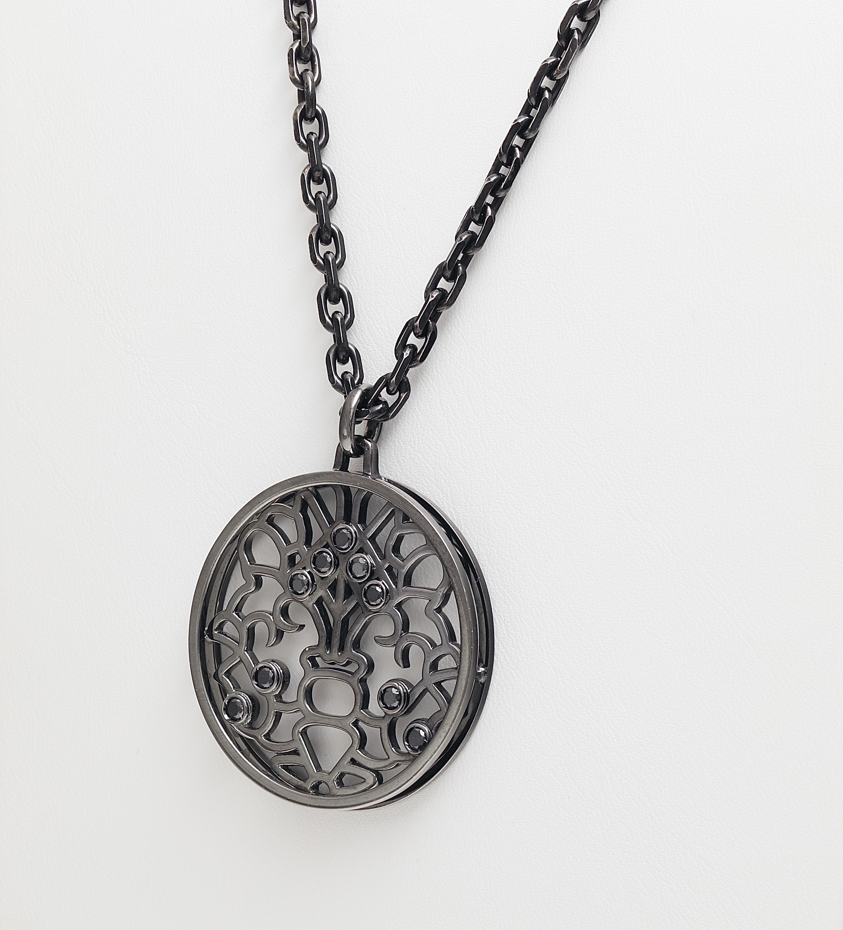 Repossi 18 kt Gold Black Rodium Diamond Pendant /Hanger with Steel ...