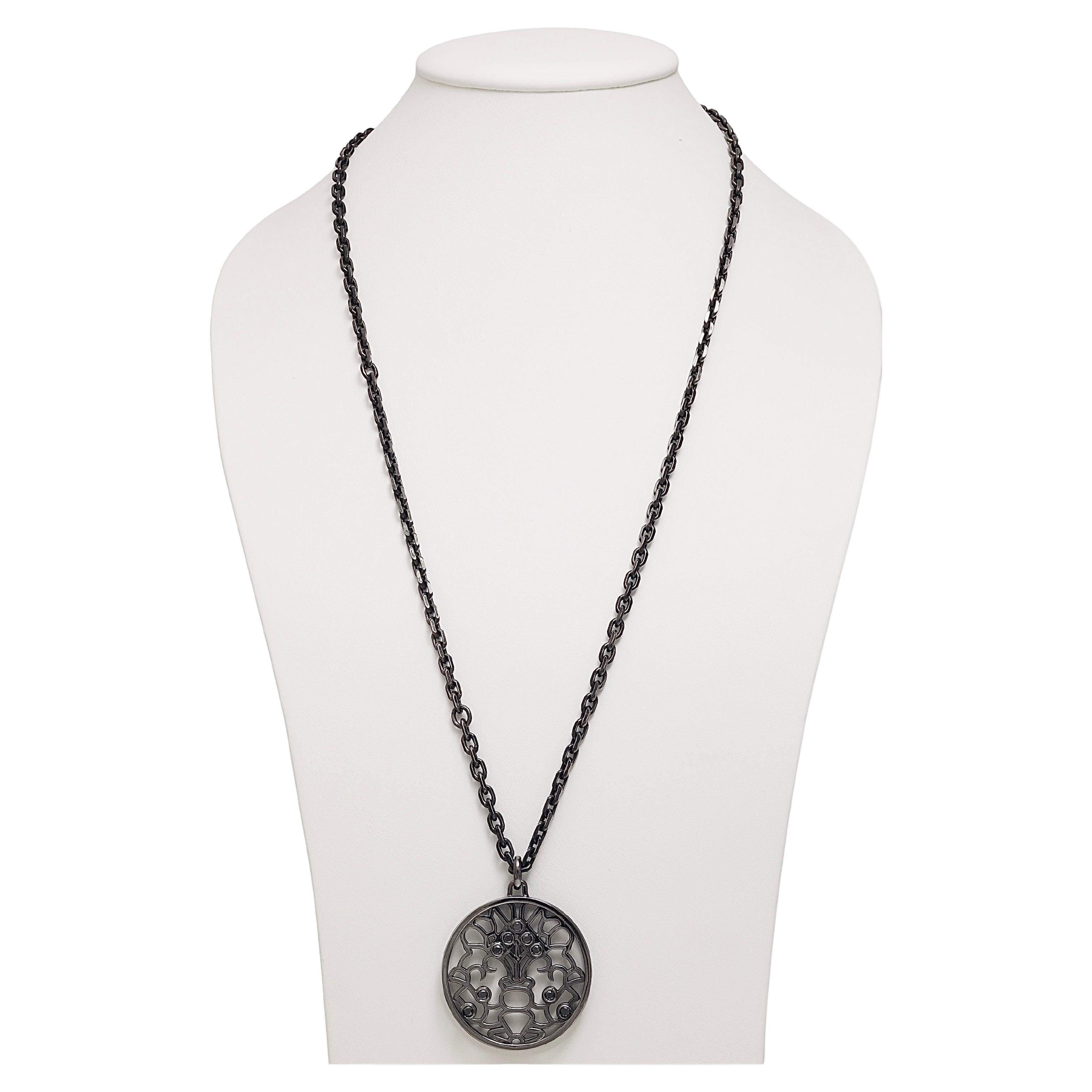 Repossi 18 kt Gold Black Rodium Diamond Pendant /Hanger with Steel ...