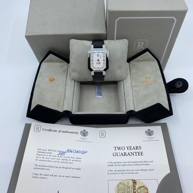 Repossi Art Deco Style Stainless Steel Leather Wristwatch Monte Carlo ...