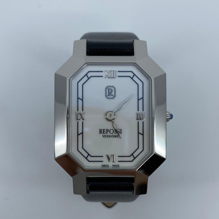 Repossi Art Deco Style Stainless Steel Leather Wristwatch Monte Carlo ...