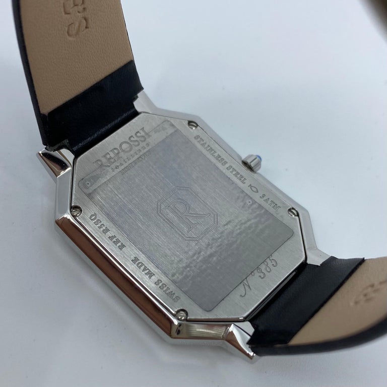 Repossi Art Deco Style Stainless Steel Leather Wristwatch Monte Carlo ...