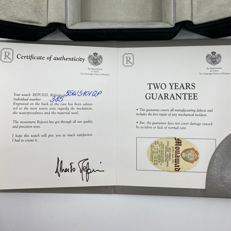 Repossi Art Deco Style Stainless Steel Leather Wristwatch Monte Carlo ...