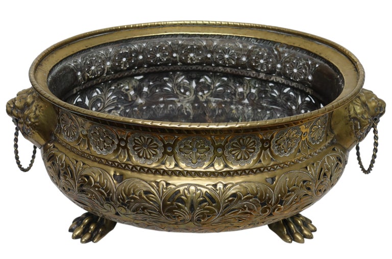 Repousse Brass Jardinière with Lion Head Handles, English, circa 1800 ...
