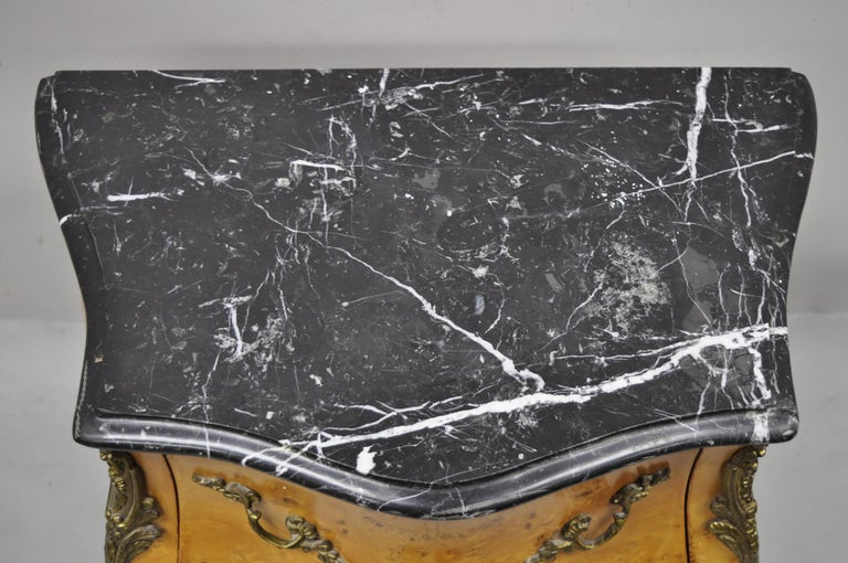 Reproduction French Louis XV Marble Top Burlwood Bombe Commode ...