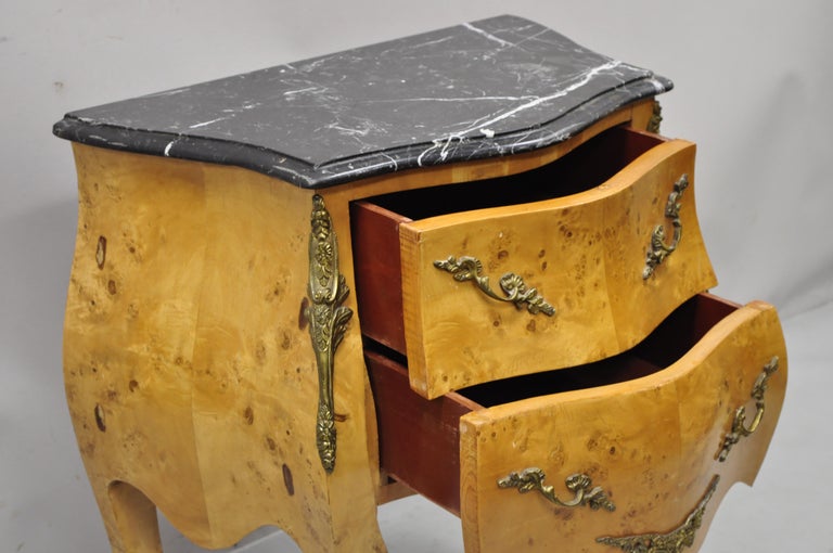 Reproduction French Louis XV Marble Top Burlwood Bombe Commode ...