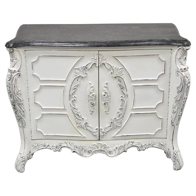 Reproduction French Louis XV Style Marble Top Commode Sideboard Buffet ...