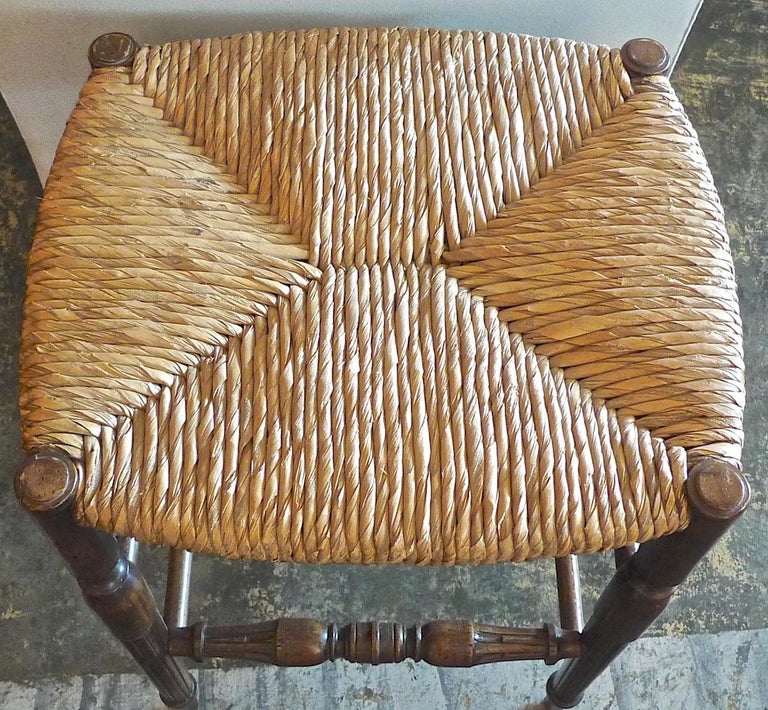 Reproduction French Louis XVI Style Bar Stool with Rush Seat and No ...