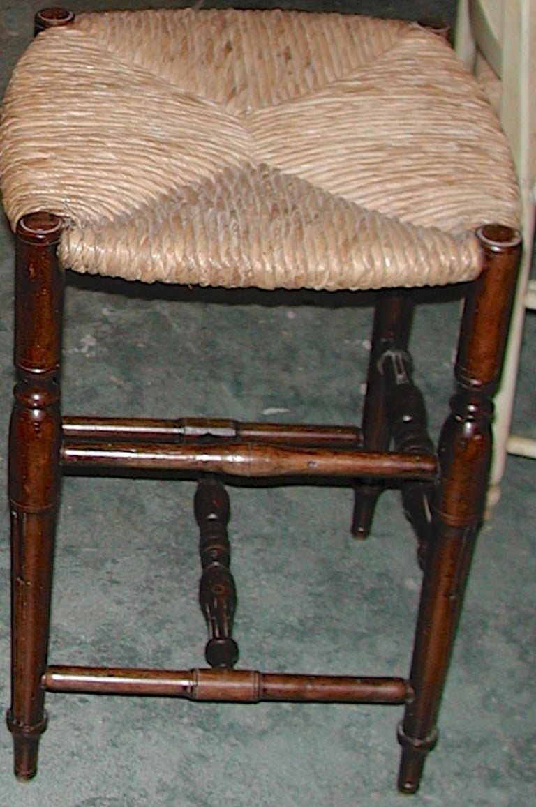 Reproduction French Louis XVI Style Bar Stool with Rush Seat and No ...