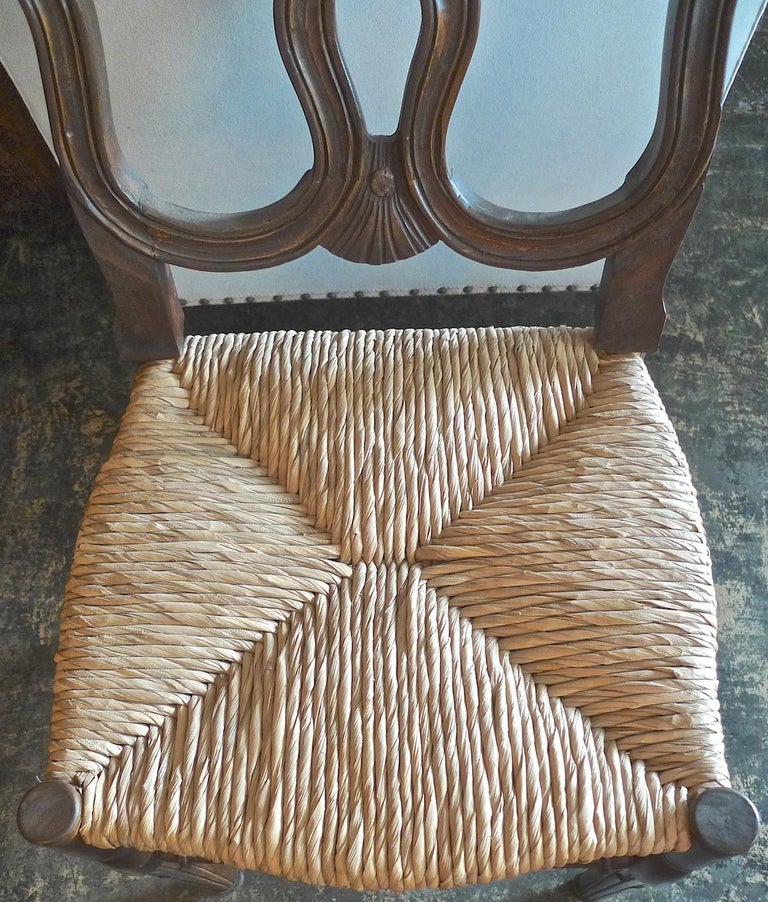 Reproduction French Louis XVI Style Hand Carved Dining Chair with Rush ...