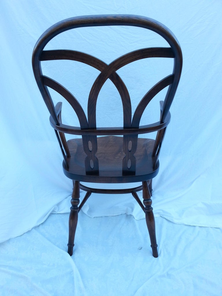 Reproduction Gothic Interlace Dark Stained Chair with Arms at 1stDibs