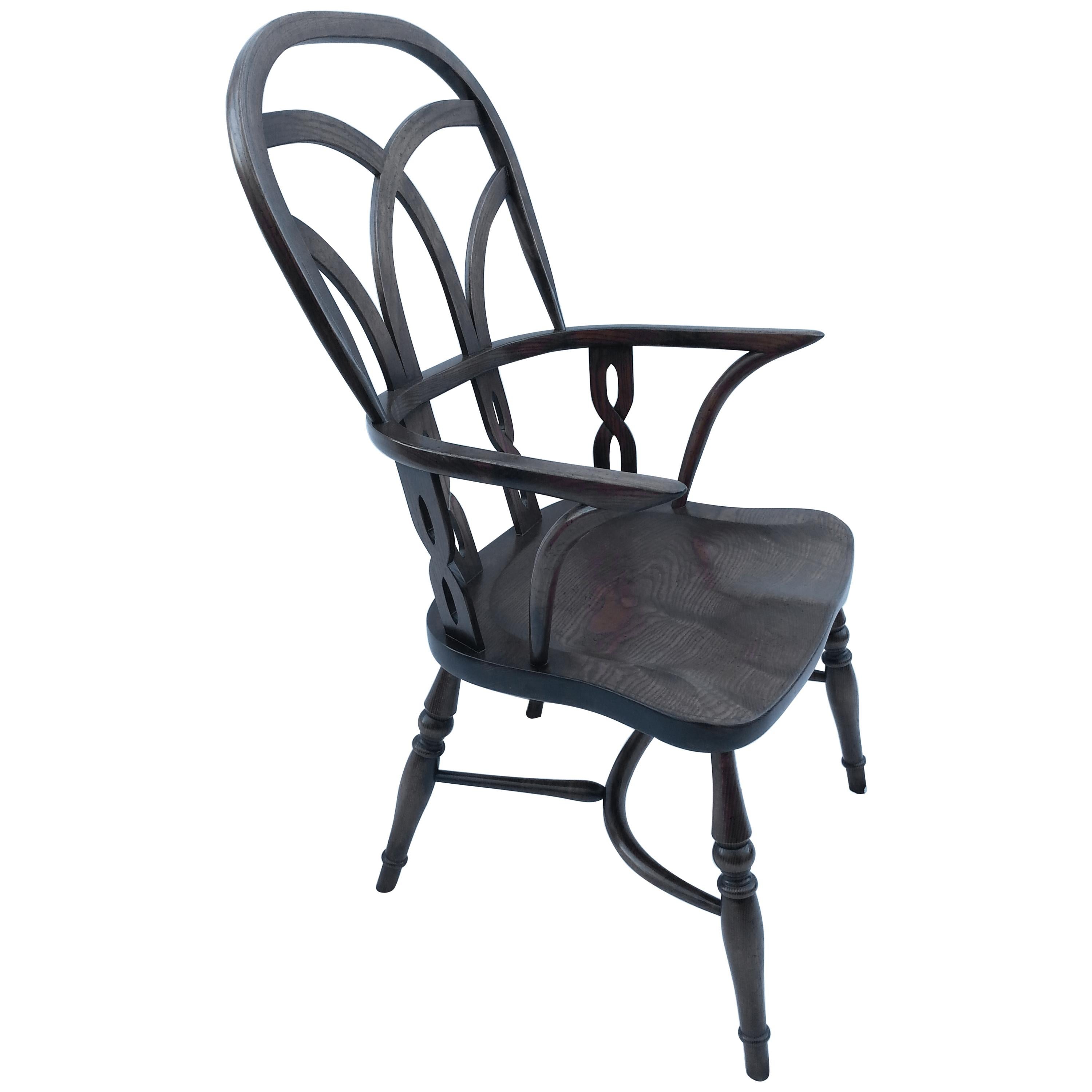 Reproduction Gothic Interlace Dark Stained Chair with Arms at 1stDibs