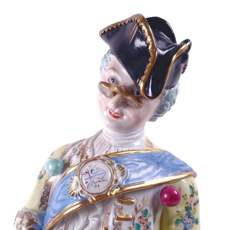 Reproduction Meissen "Tailor on a Goat" Porcelain Large Figurine, Hand ...