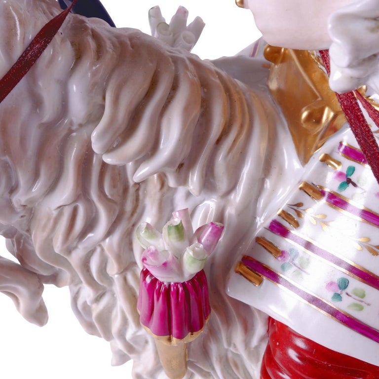 Reproduction Meissen "Tailor on a Goat" Porcelain Large Figurine, Hand ...