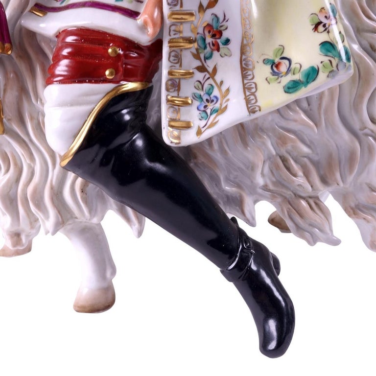 Reproduction Meissen "Tailor on a Goat" Porcelain Large Figurine, Hand ...