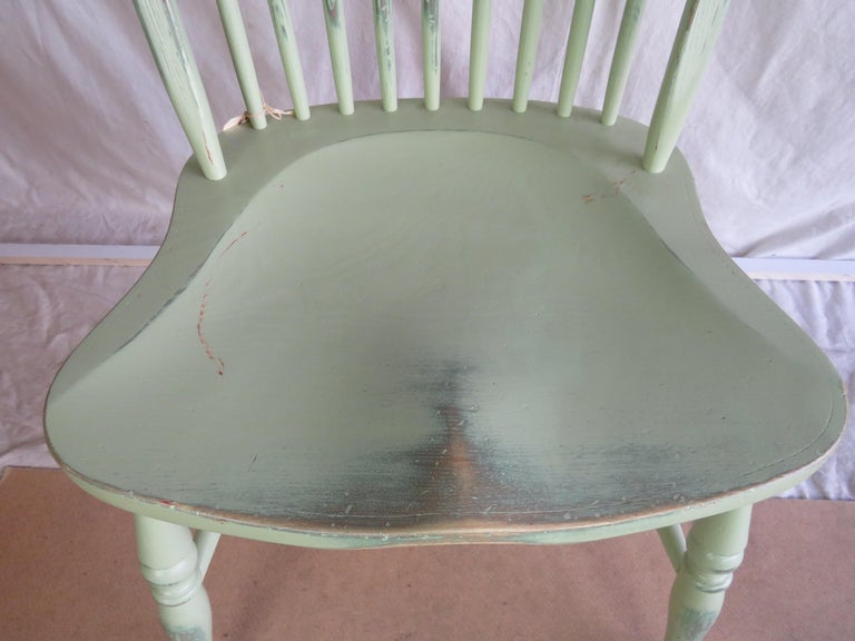 Reproduction Stick Back Side Chair in Light Green Paint For Sale at 1stDibs