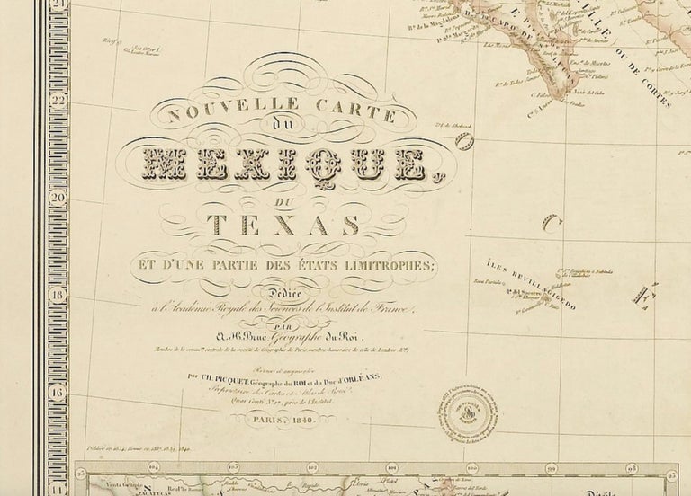 Republic of Texas and Mexico, Antique French Map, circa 1840 at 1stDibs
