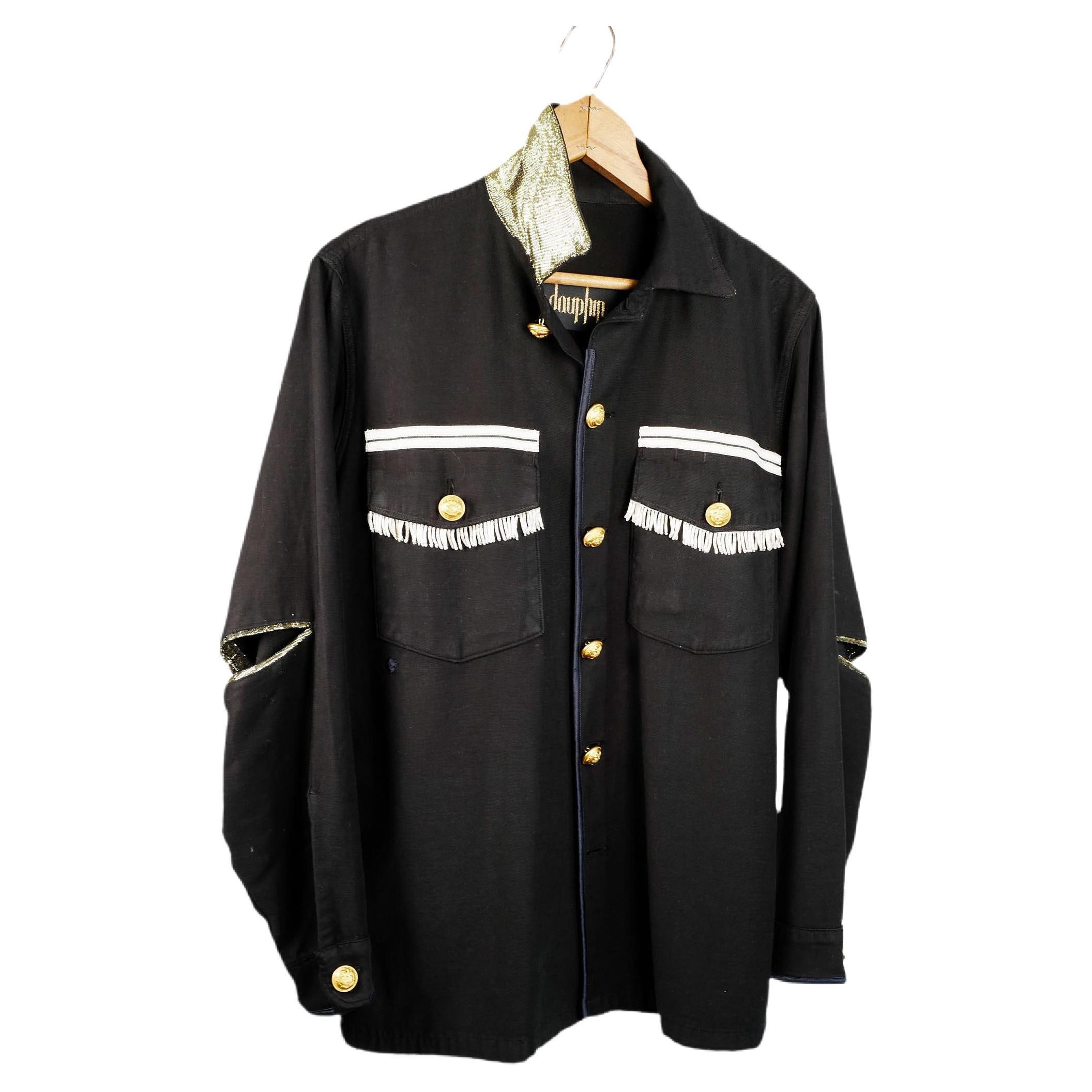 Repurposed Vintage Jacket Black Embellished Fringe Braids Gold Buttons ...