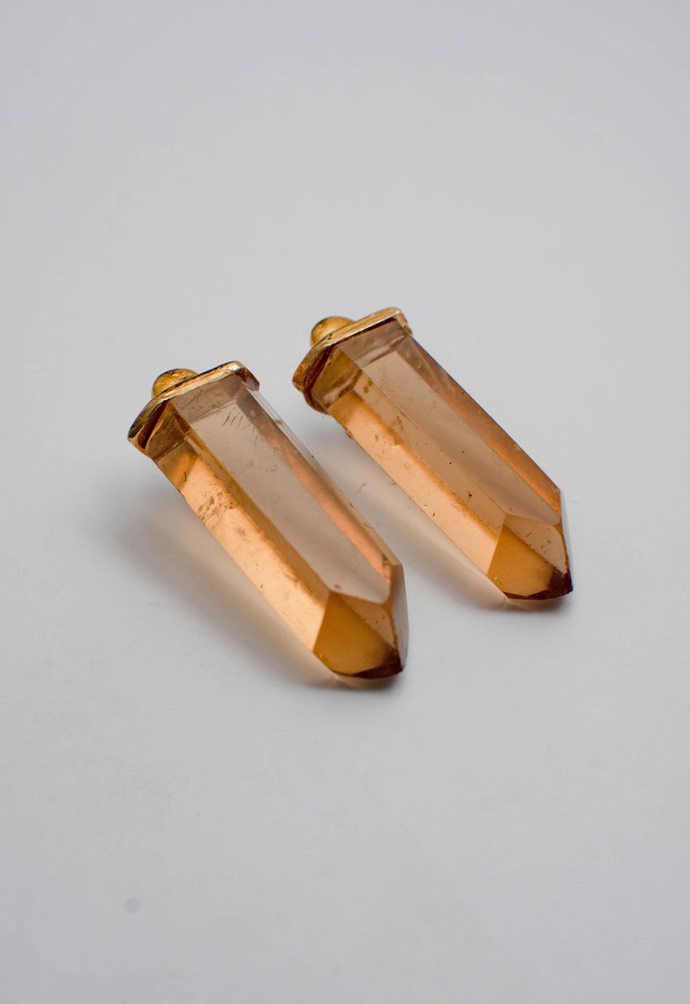 Resin and powder quartz long spike earring For Sale at 1stDibs